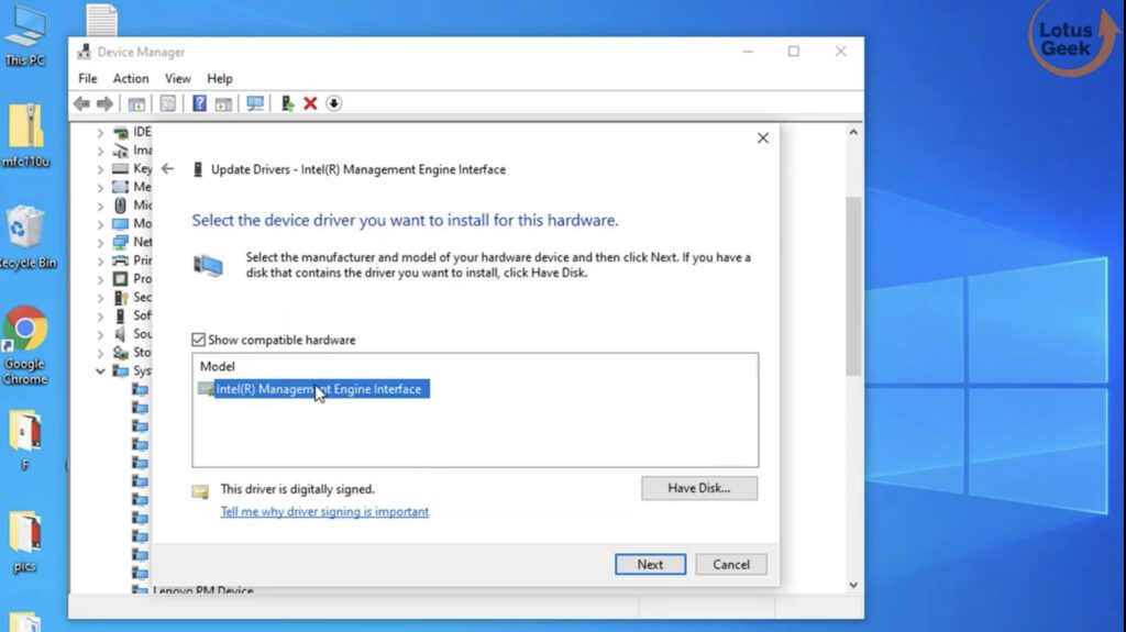 Fix Intel Management Engine Interface Code 10